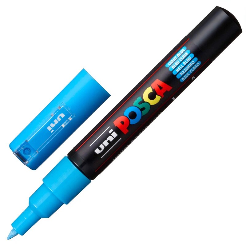 Маркер акриловый POSCA PC-1M, голубой, 0.7 мм, пул. наконечник 149510