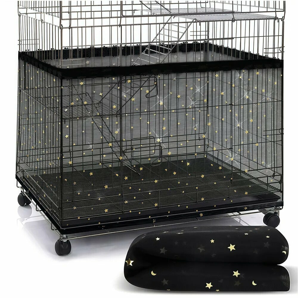 Сетка для клетки для попугаев , Универсальная дышащая, чехол на клетку от шелухи и перьев,50x200cm