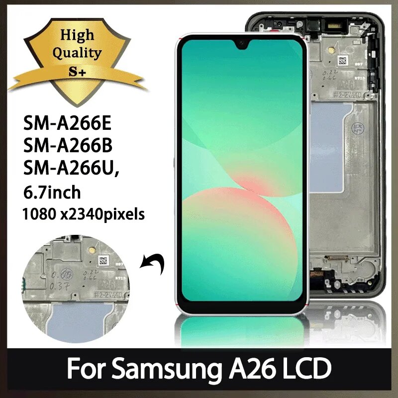 Super AMOLED для Samsung A26 A266 ЖК-дисплей с рамкой, дигитайзер сенсорного экрана для Samsung A26 A266B A266E A266U ЖК-дисплей