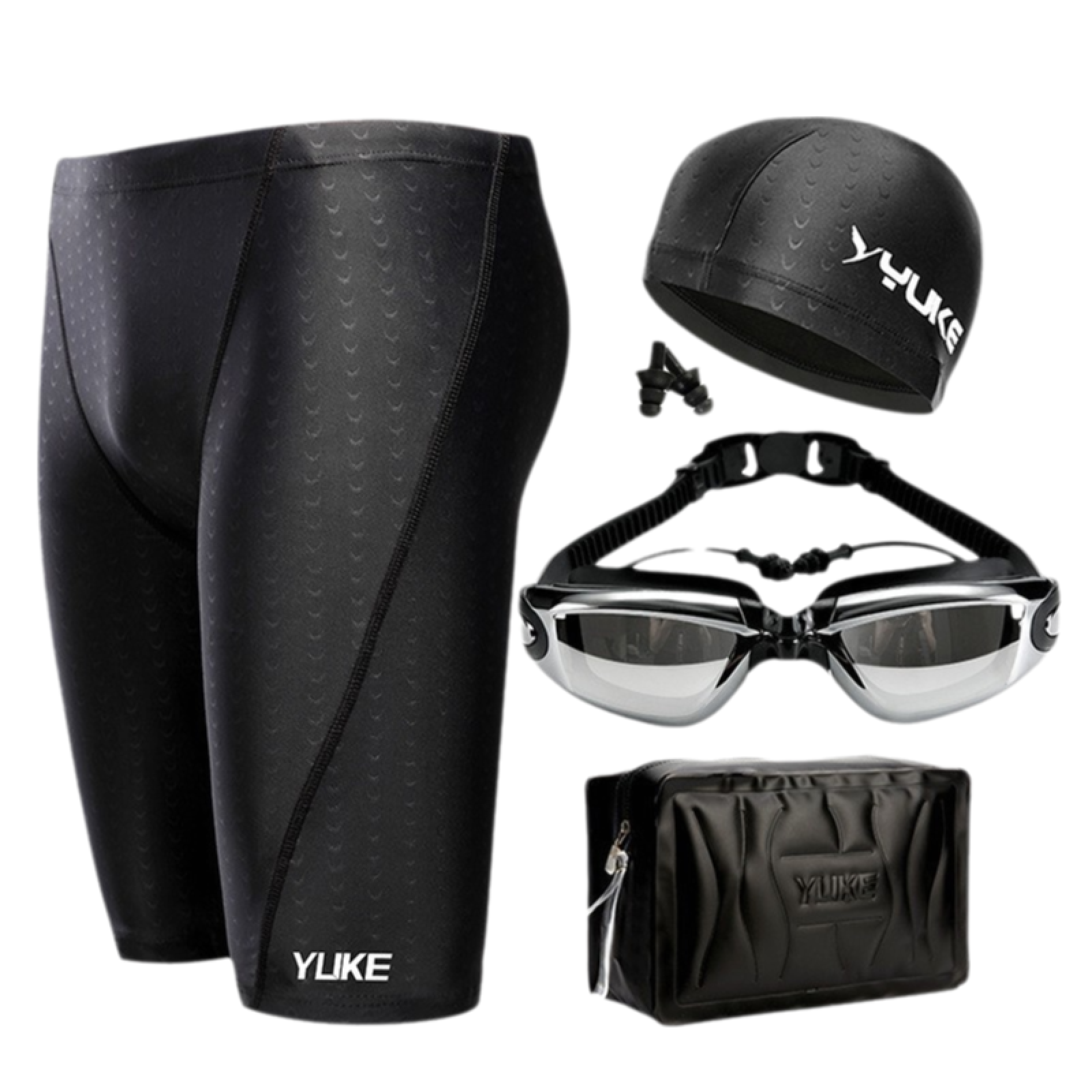 Оборудование для плавания Дышащие Эластичные Плавки Шляпа Зажим Для носа Затычка для Ушей Комплект с Сумкой Для Хранения для Мужчин L