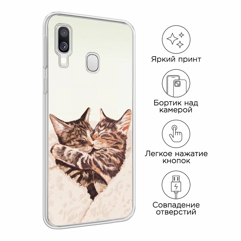 Чехол на Samsung Galaxy A40 / Самсунг Галакси А40 с принтом "Влюбленные котейки - 14 февраля" — фото 1