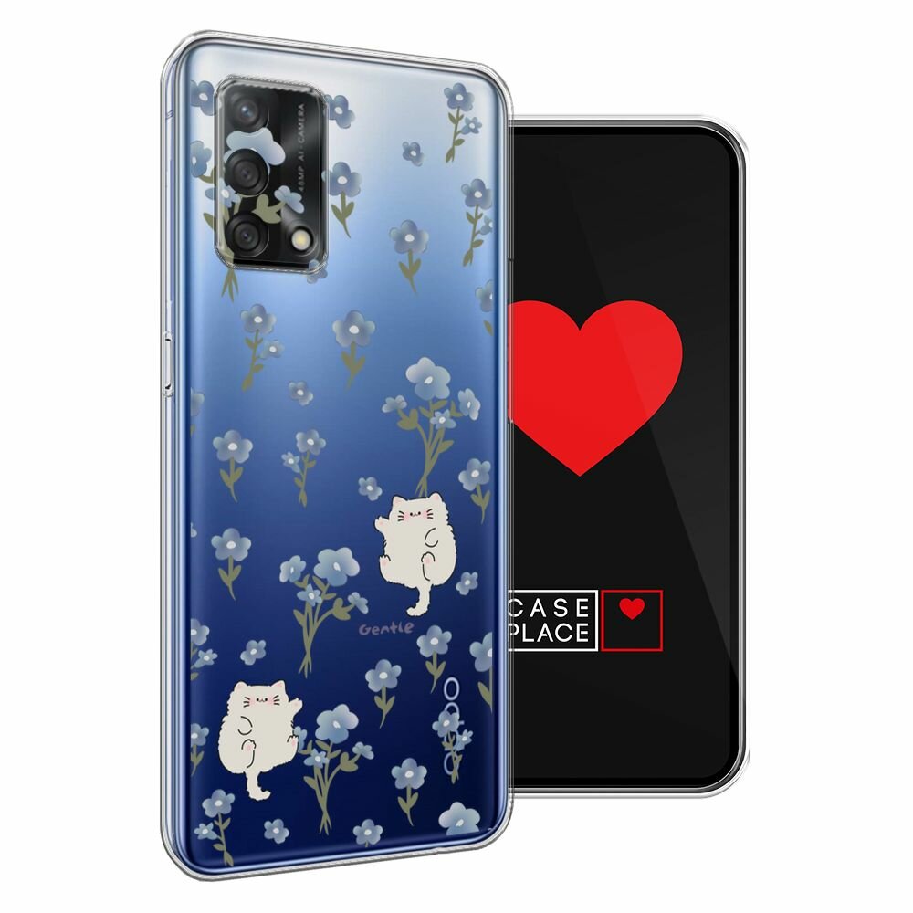 Чехол на Oppo A74 / Оппо A74 с принтом "Gentle cats", прозрачный — фото 1