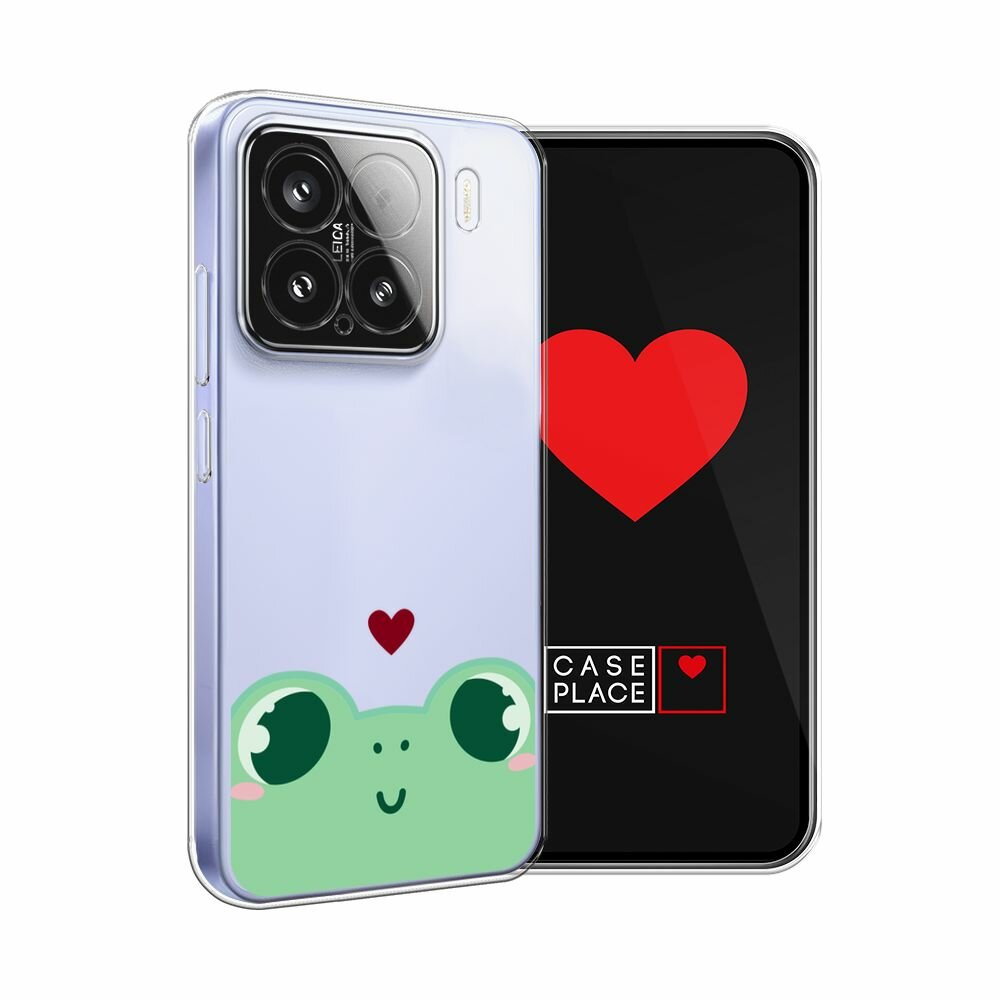 Чехол на Xiaomi 15 / Сяоми 15 с принтом "Влюблённая лягушка - 14 февраля", прозрачный — фото 1