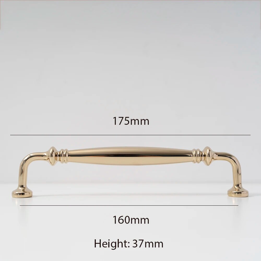 Ярко-золотые латунные ручки в европейском стиле, шкафы для спальни, ручки для кухонного шкафа, Т-образные ручки для ящиков, дверная фурнитура 160 мм, C-7332-160mm