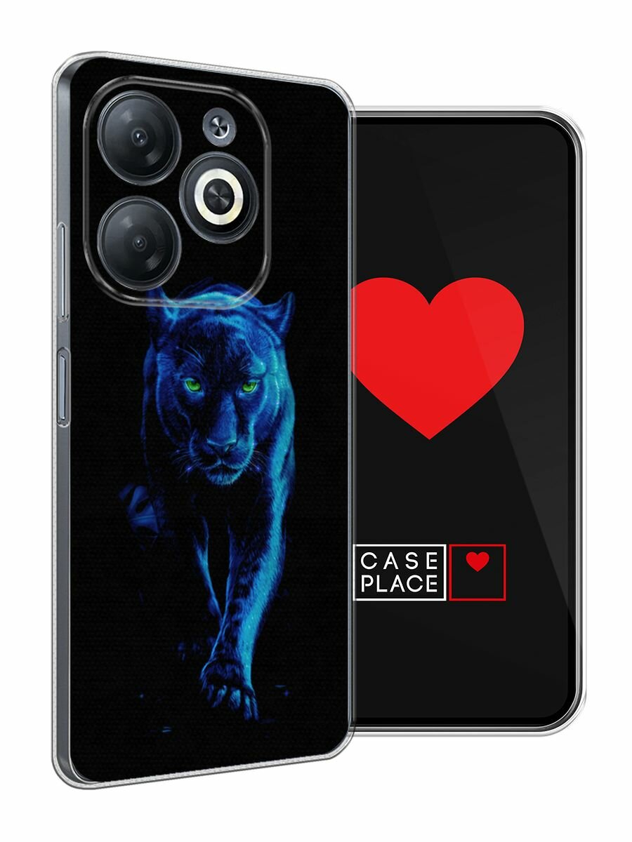 Чехол на Infinix Smart 8 Plus / Инфиникс Смарт 8 Плюс с принтом "Пантера в лунном свете" — фото 1