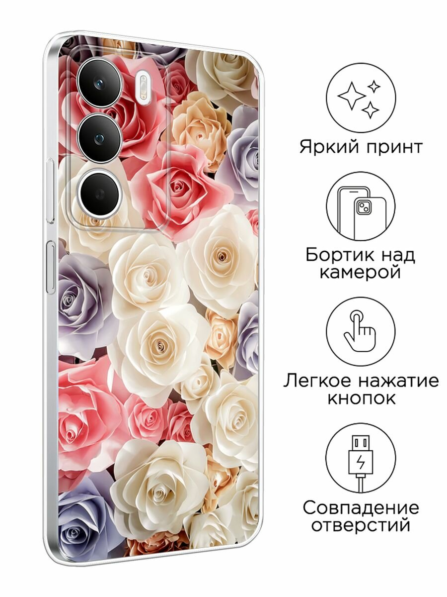 Чехол на Realme C71/P3 Lite 4G / Реалми С71/P3 Лайт 4G с принтом "Пастельные розы" — фото 1