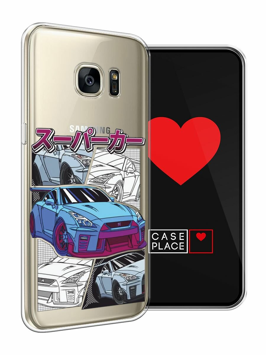 Чехол на Samsung Galaxy S7 / Самсунг Галакси С 7 с принтом "JDM коллаж", прозрачный — фото 1