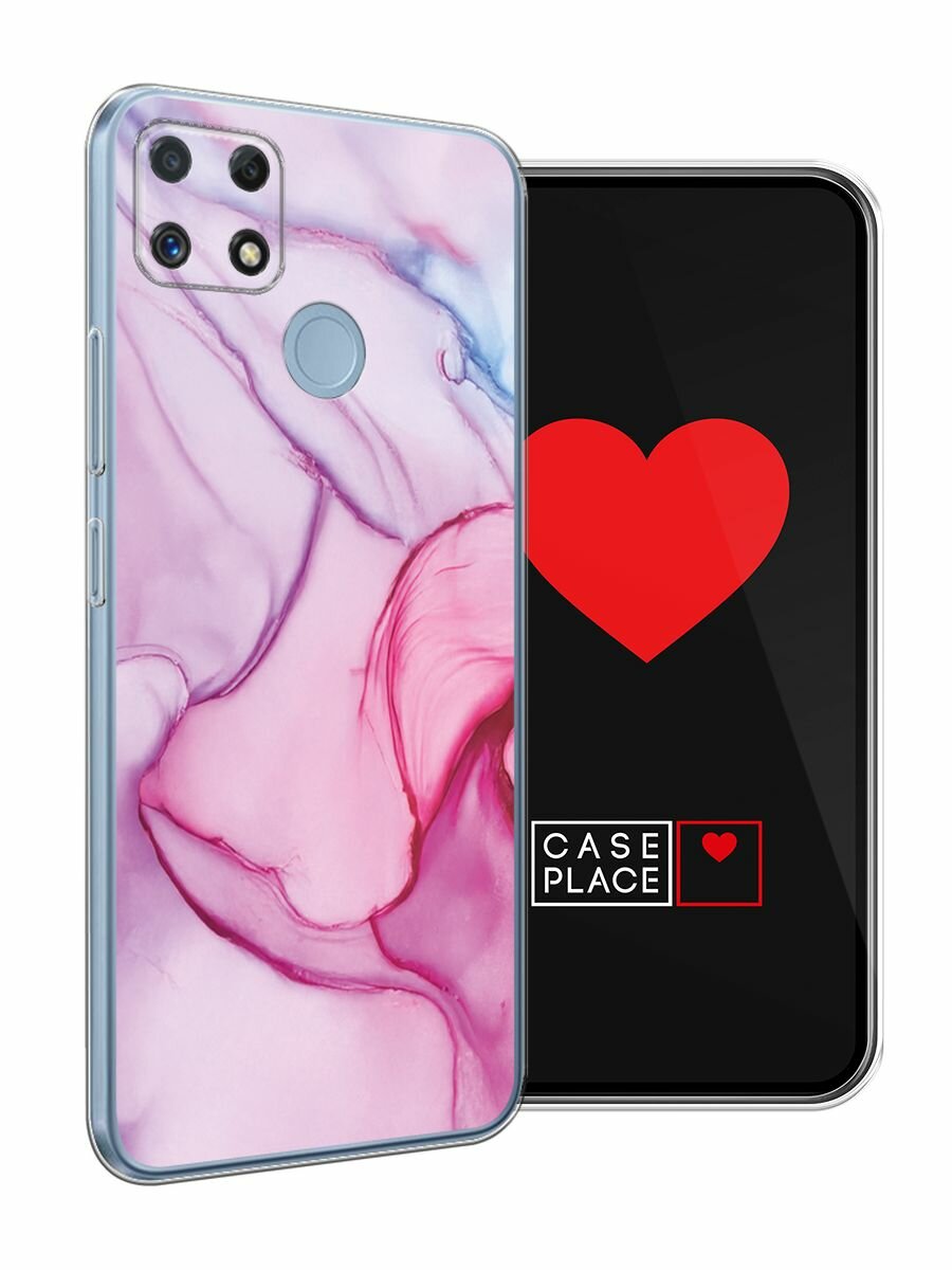 Чехол на Realme C25/C25s / Реалми С25/C25s с принтом "Розовые мраморные разводы" — фото 1