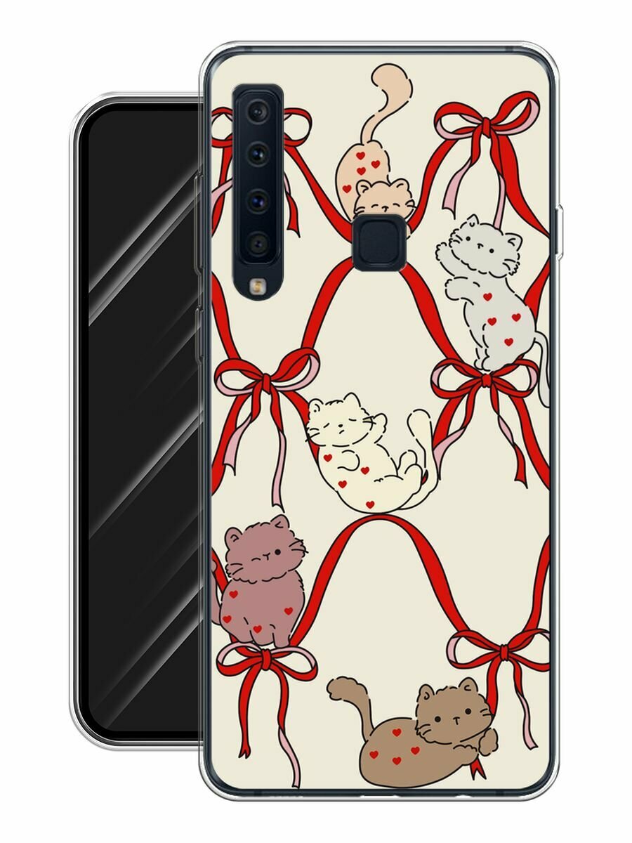Чехол на Samsung Galaxy A9 2018 / Самсунг Галакси А9 2018 с принтом "Котики в ленточках 1" — фото 1