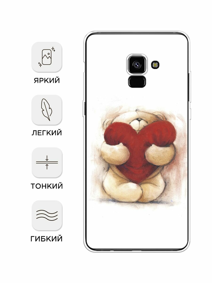 Чехол на Samsung Galaxy A8 + / Самсунг Галакси А8 Плюс 2018 с принтом "Мишка с сердцем 1" — фото 1