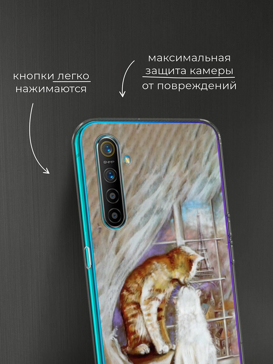 Чехол на Realme XT / Реалми XT с принтом "Влюбленные котики 1" — фото 1