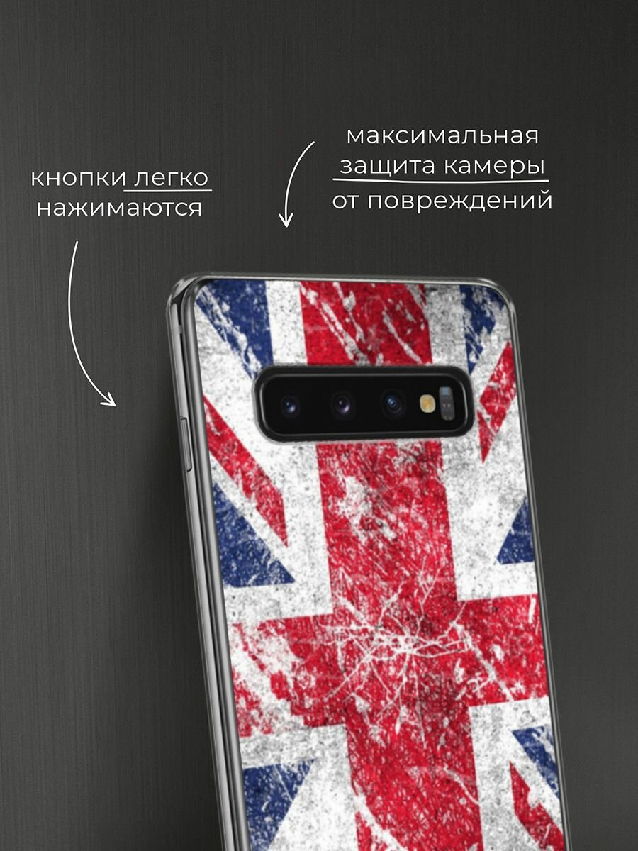 Чехол на Samsung Galaxy S10 + / Самсунг Галакси S10 Плюс с принтом "Флаг британский" — фото 1