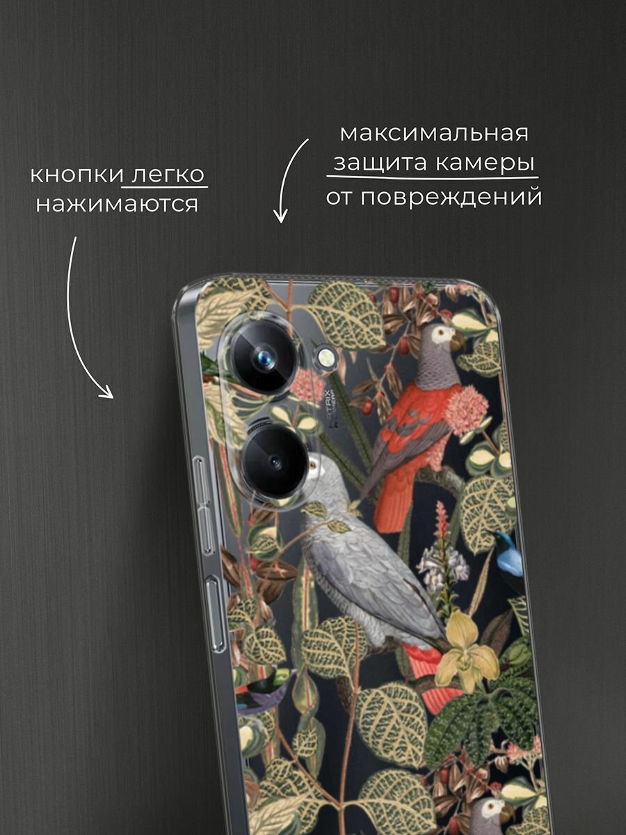 Чехол на Realme 10 Pro / Реалми 10 Про с принтом "Tropical pattern", прозрачный — фото 1