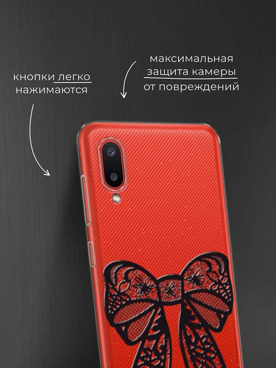 Чехол на Samsung Galaxy A02 / Самсунг Галакси А02 с принтом "Черный сетчатый бант 2" — фото 1