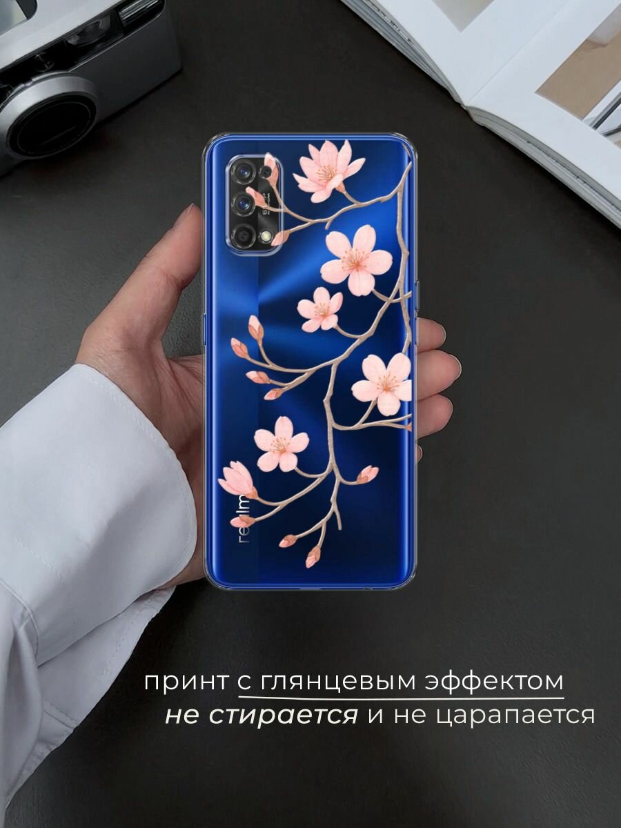 Чехол на Realme 7 Pro / Реалми 7 Про с принтом "Веточка распускающейся сакуры 2" — фото 1