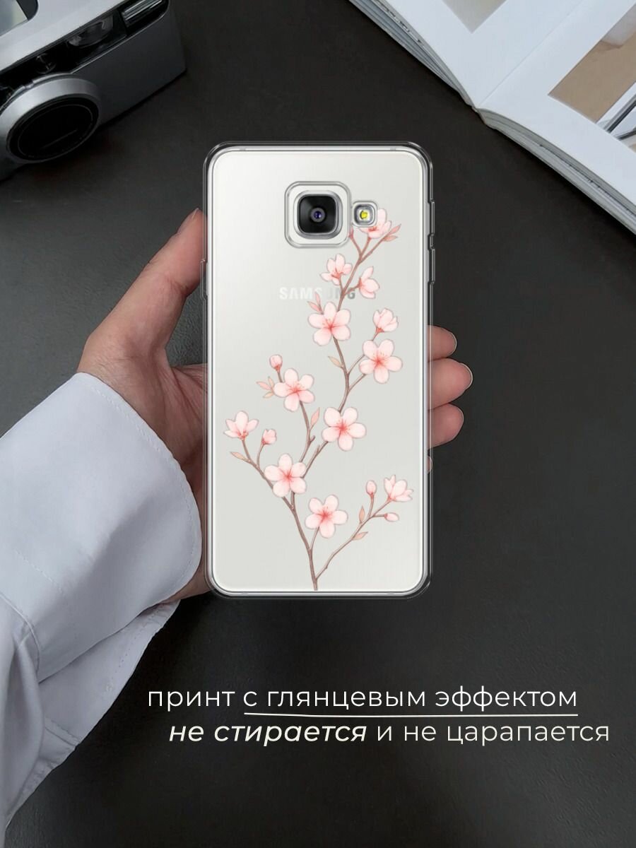 Чехол на Samsung Galaxy A3 2016 / Самсунг Галакси А3 2016 с принтом "Веточка сакуры 2" — фото 1