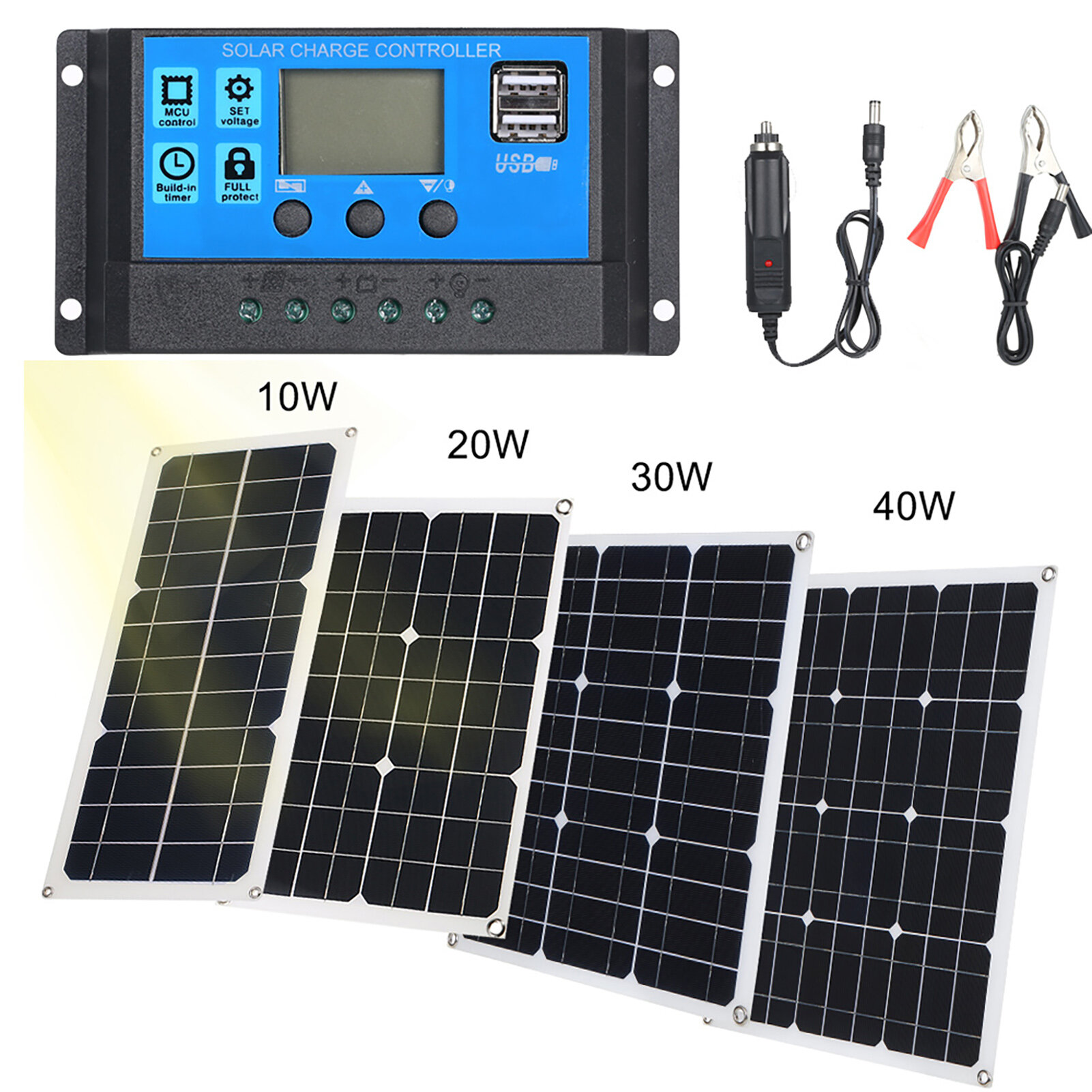 20A 12V / 24V Контроллер заряда солнечной батареи PWM Интеллектуальный регулятор с USB 5V 2.5A
