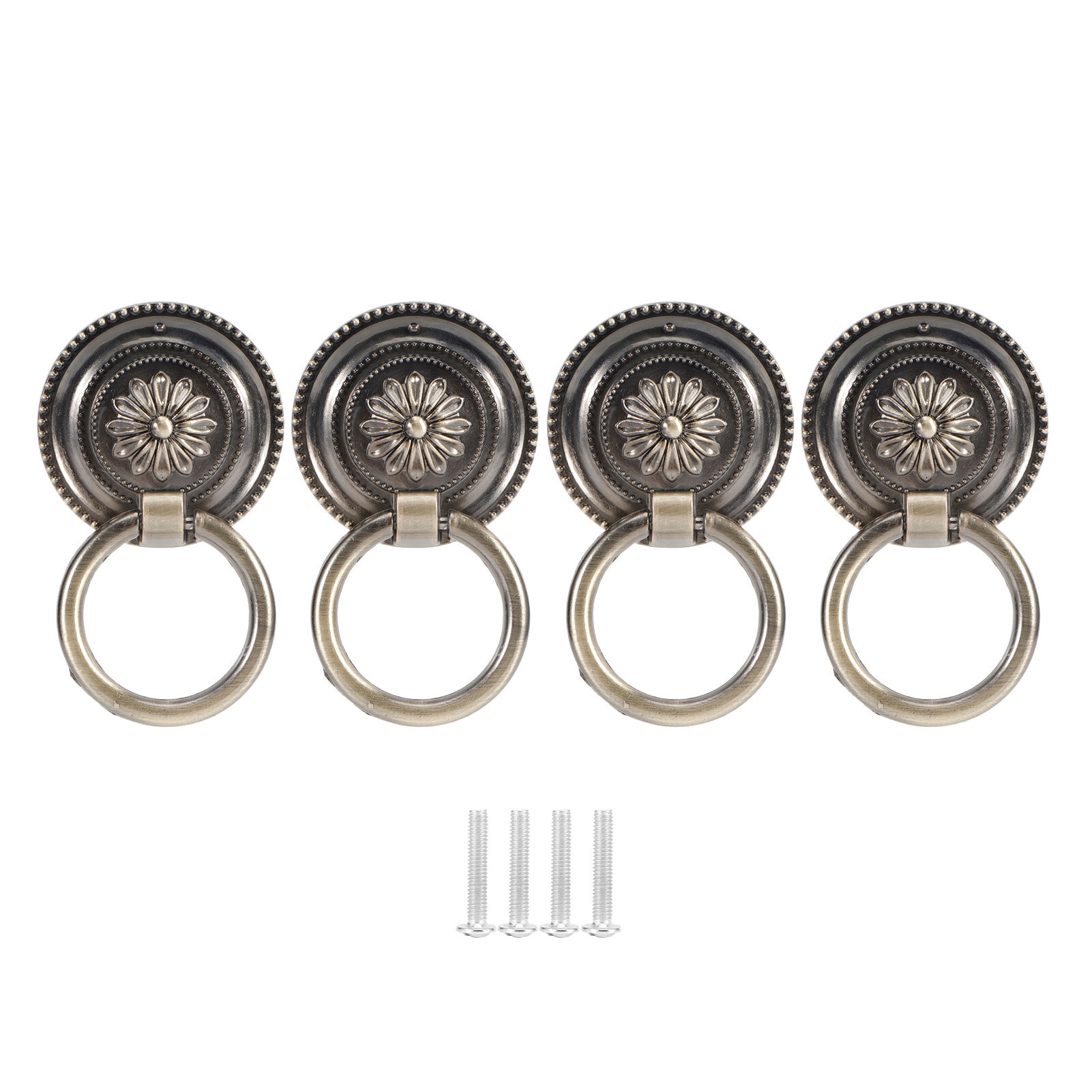 4Pcs Door Ring Knocker Antique Zinc Alloy Drawer Closet Cabinet Handles Hardware FittingBronze