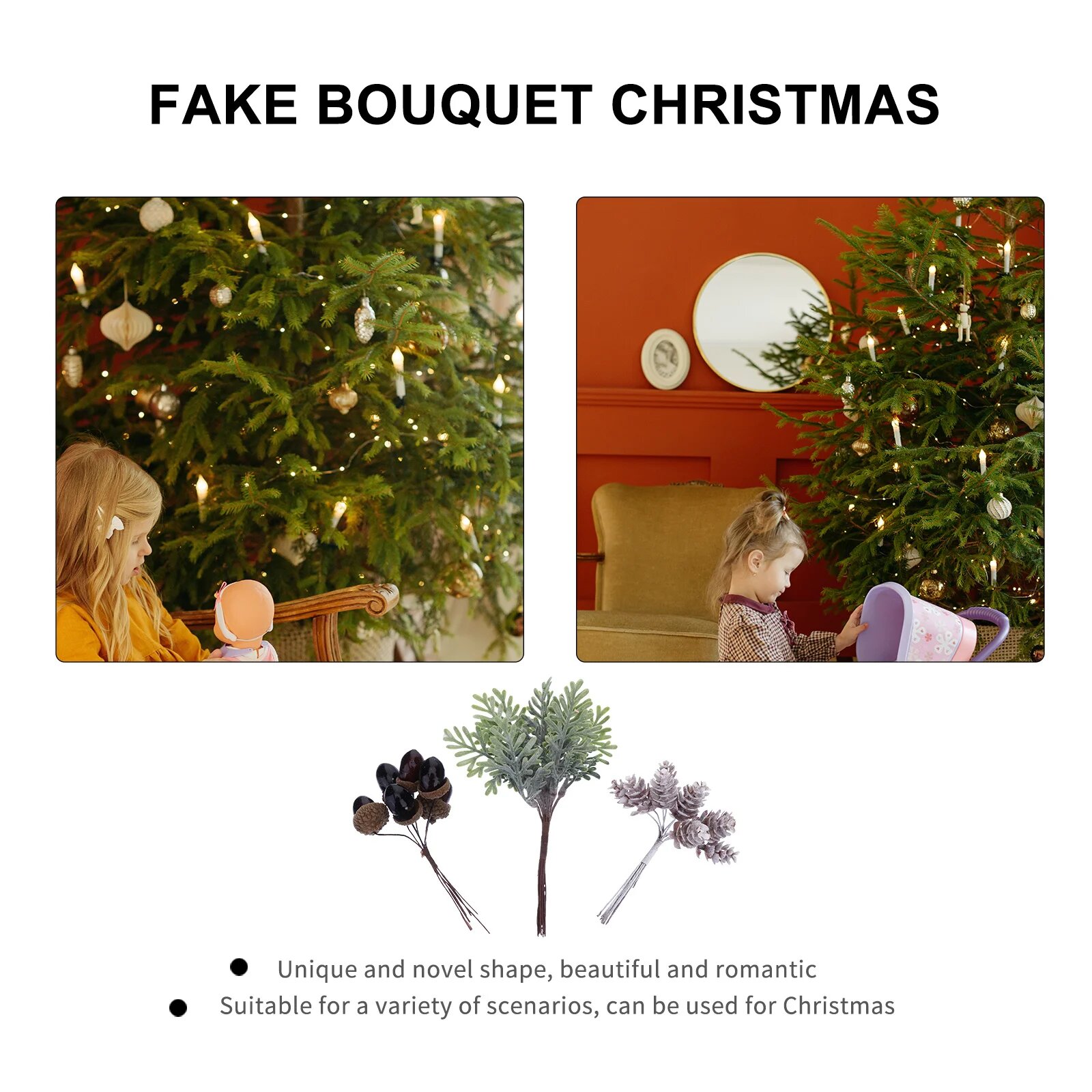 3 шт, рождественский искусственный букет, имитация ветвей, ветки сосновой шишки, сделай сам, декоративный реквизит для праздничного мероприятия