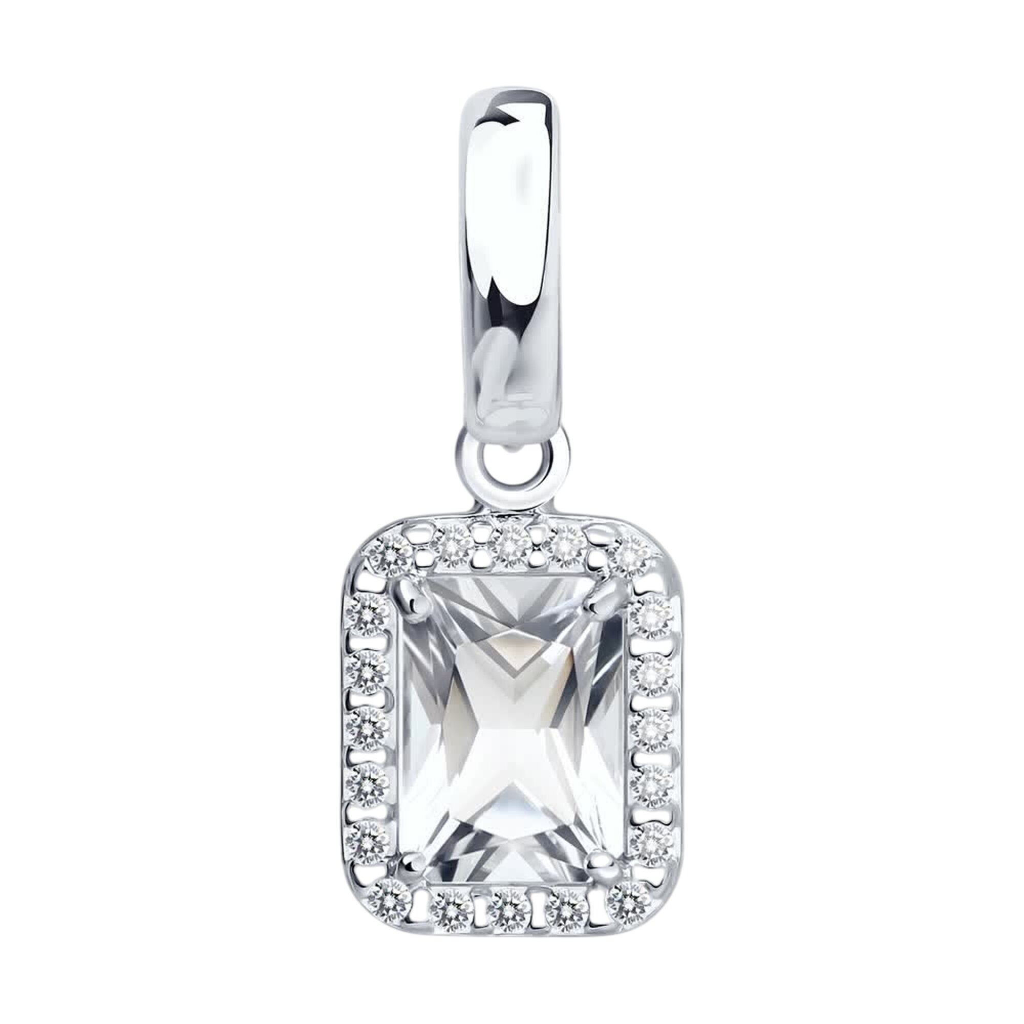 Подвеска, серебро, 925 проба, родирование, горный хрусталь, фианит