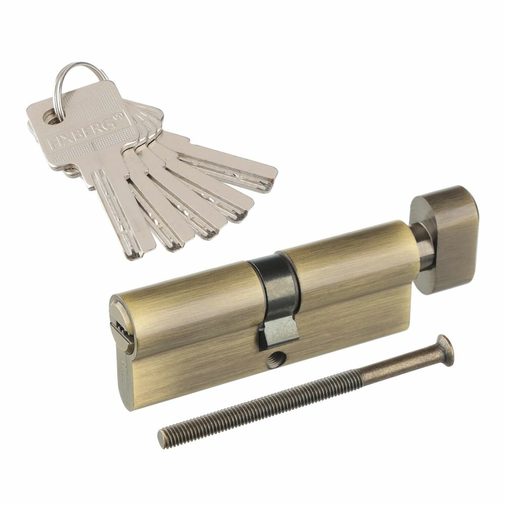 Цилиндр для замка 40х40 мм ключ-завертка цинк бронза