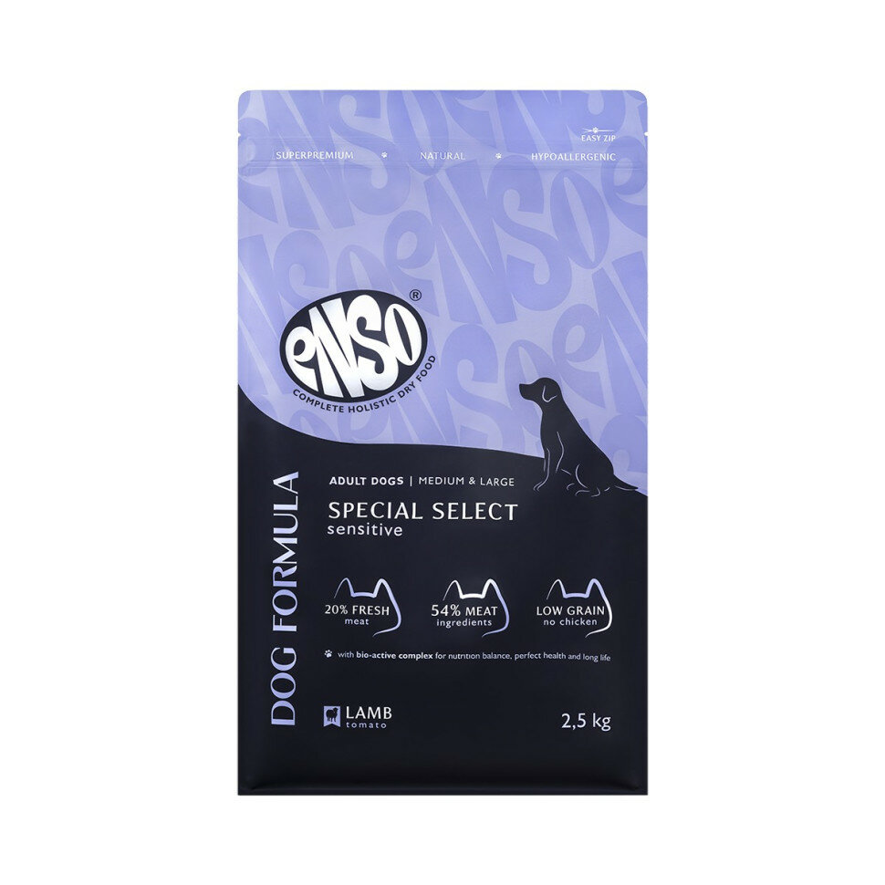 Сухой корм ENSO Dog Formula Special Select для взрослых собак средних и крупных пород с ягненком и томатом - 2,5 кг