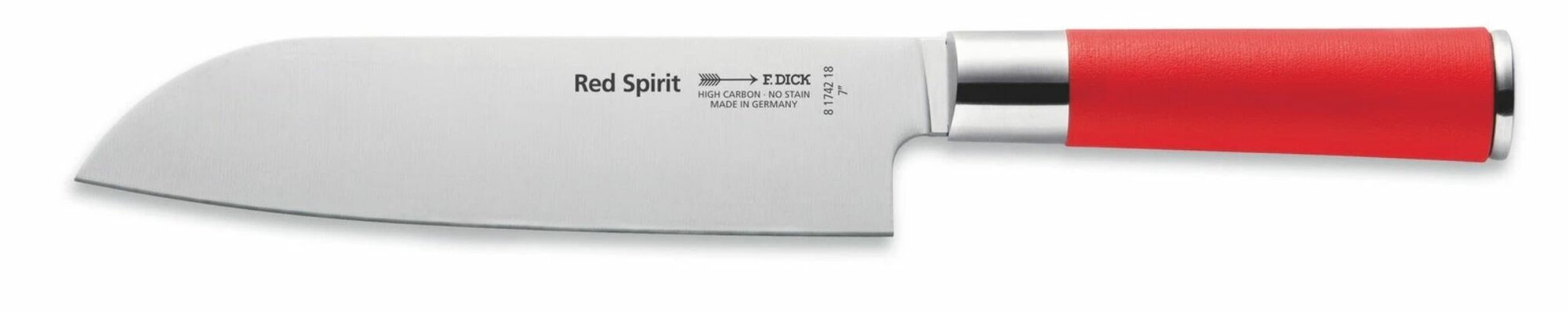 Нож поварской F. DICK "Red Spirit" Santoku (81742182), лезвие 18 см