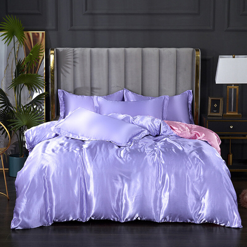 Комплект постельного белья Ice Silk, 3 предмета, можно стирать в стиральной машине (пододеяльник + простыня + наволочка)