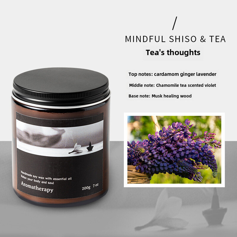 Свеча BYME "Шисо и чай", соевый воск, бездымная, для спальни