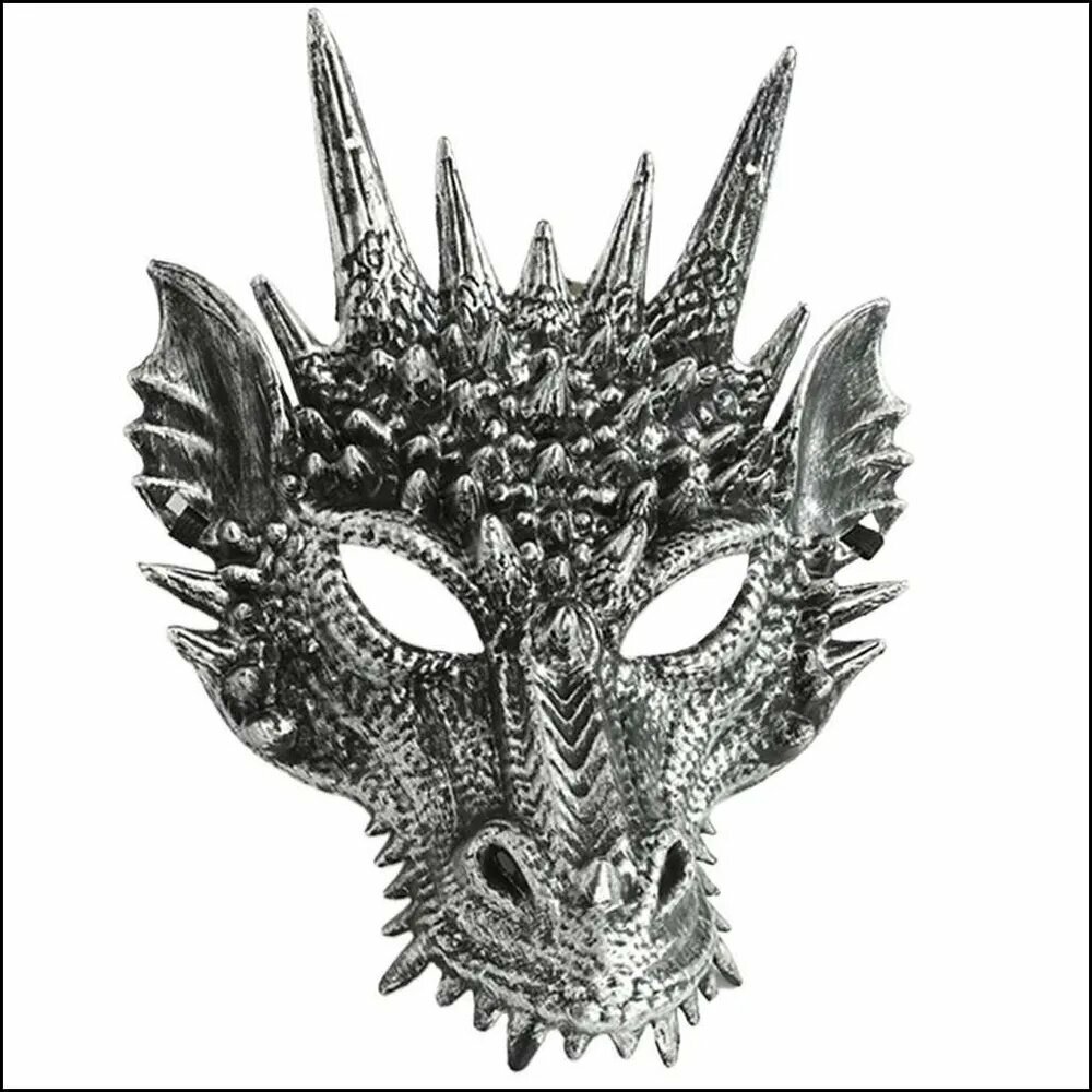 Маска дракона на всё лицо - серебряная