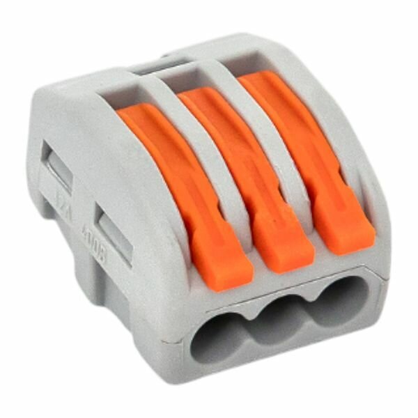 Клемма строительно-монтажная СМК 222-413 3-проводная 0.08-2.5кв. мм с рычагом (уп.100шт) PROxima EKF plc-smk-413