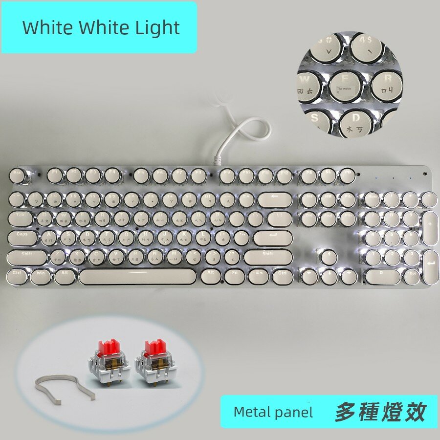 Механическая клавиатура в стиле стимпанк (Тайваньская фонетическая нотация), синие/черные переключатели, 87/104