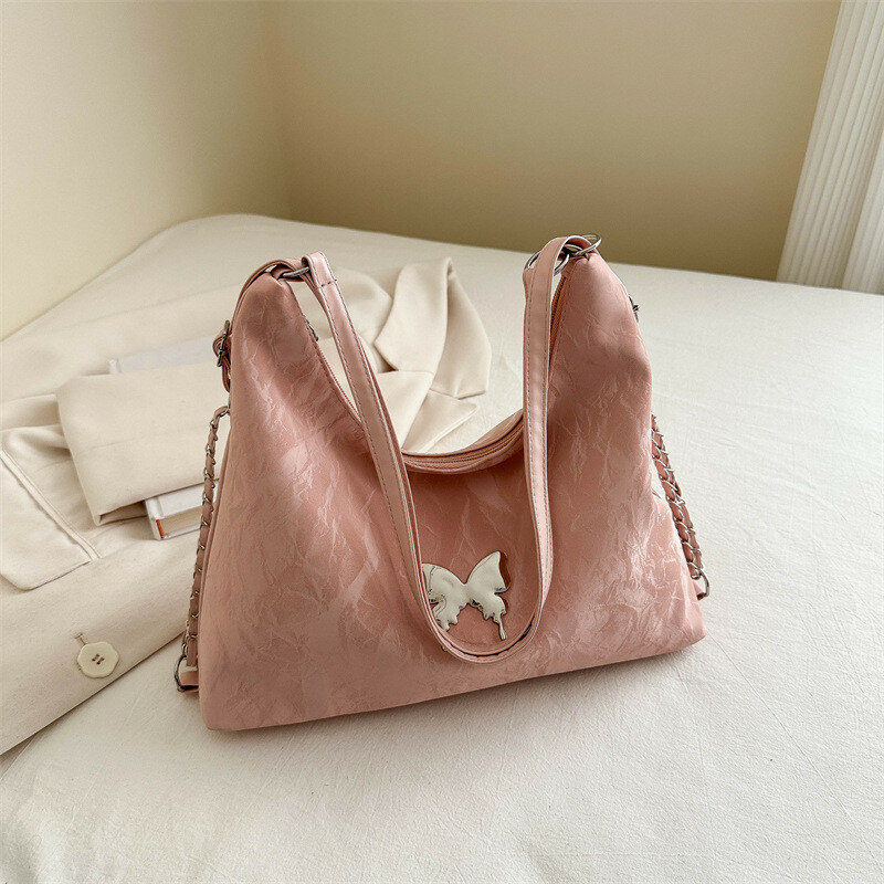 Сумка женская двойная с плеча бренд не указан, мягкая ткань для ежедневных поездок розовый