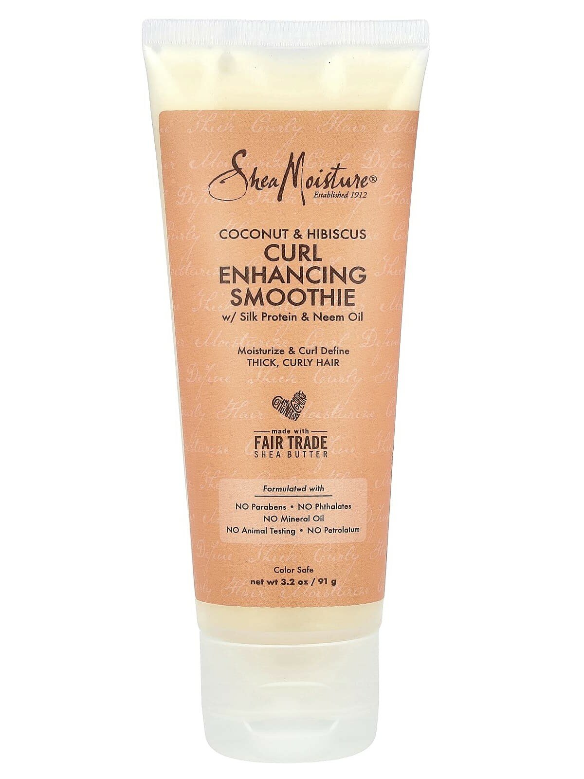 SheaMoisture, Смузи для локонов с шелковым протеином и маслом нима, кокосом и гибискусом, 91 г. Эссенция для волос. Концентрат