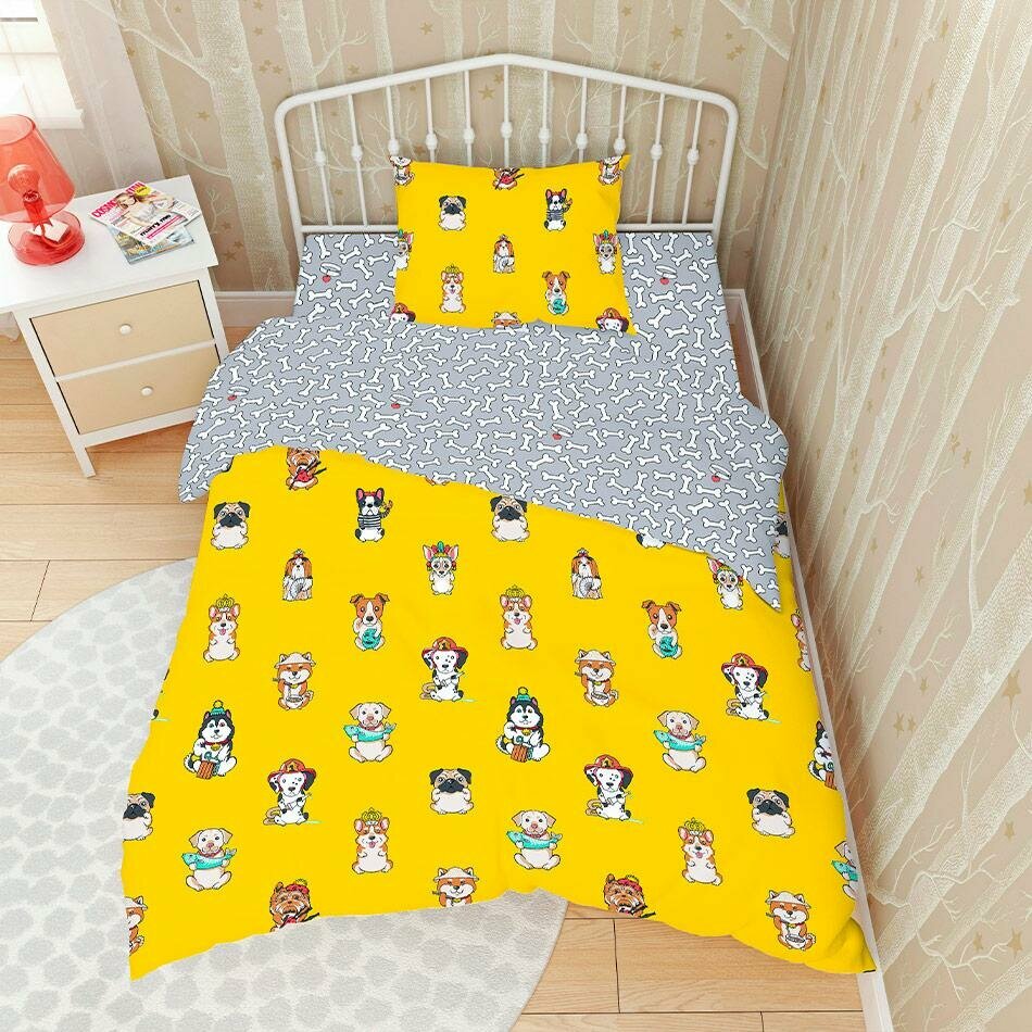 КПБ Василёк Тинейджер поплин 70626/1 Собачки твой стиль 1,5 спальный наволочка 1*70*70 для детей и подростков