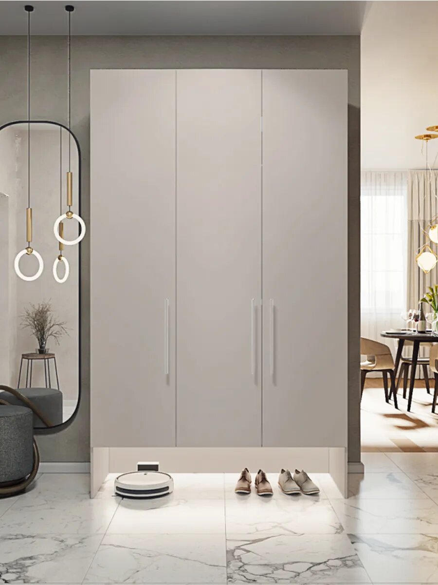 Casa Mia 90х220х55 см. Шкаф для одежды в прихожую 3-дверный, кашемир, ручка рейлинг 320 мм