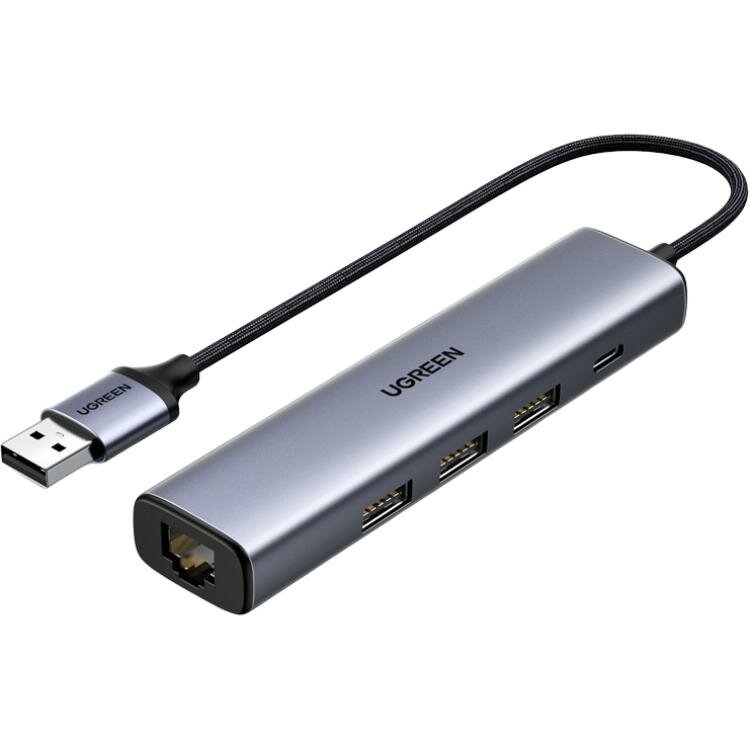 Док-станция UGREEN USB-C с Ethernet-портом, серебристая