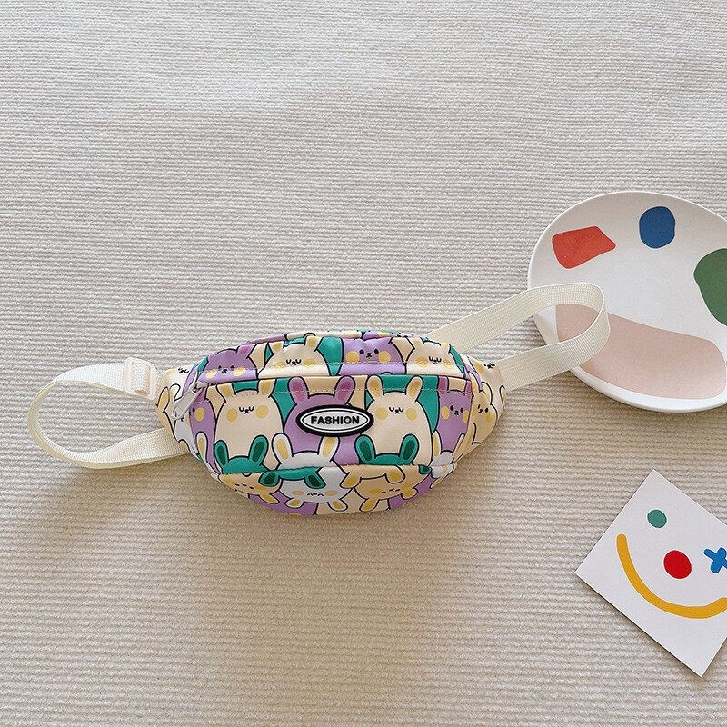 Поясная сумка korean style модная детская сумка через плечо из ткани с принтом, для мальчиков и девочек, светло фиолетовый