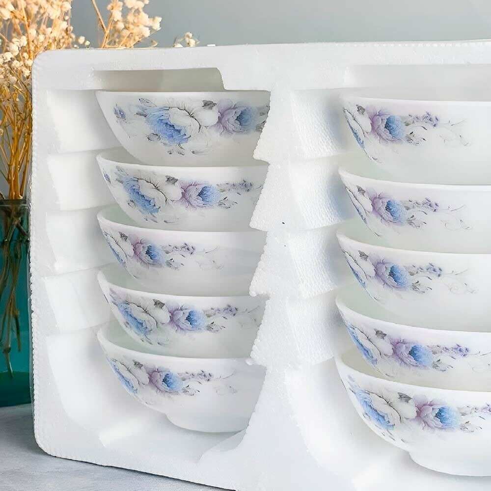 Набор салатников 10 предметов «Виолет» стеклокерамика, белый с цветочным рисунком