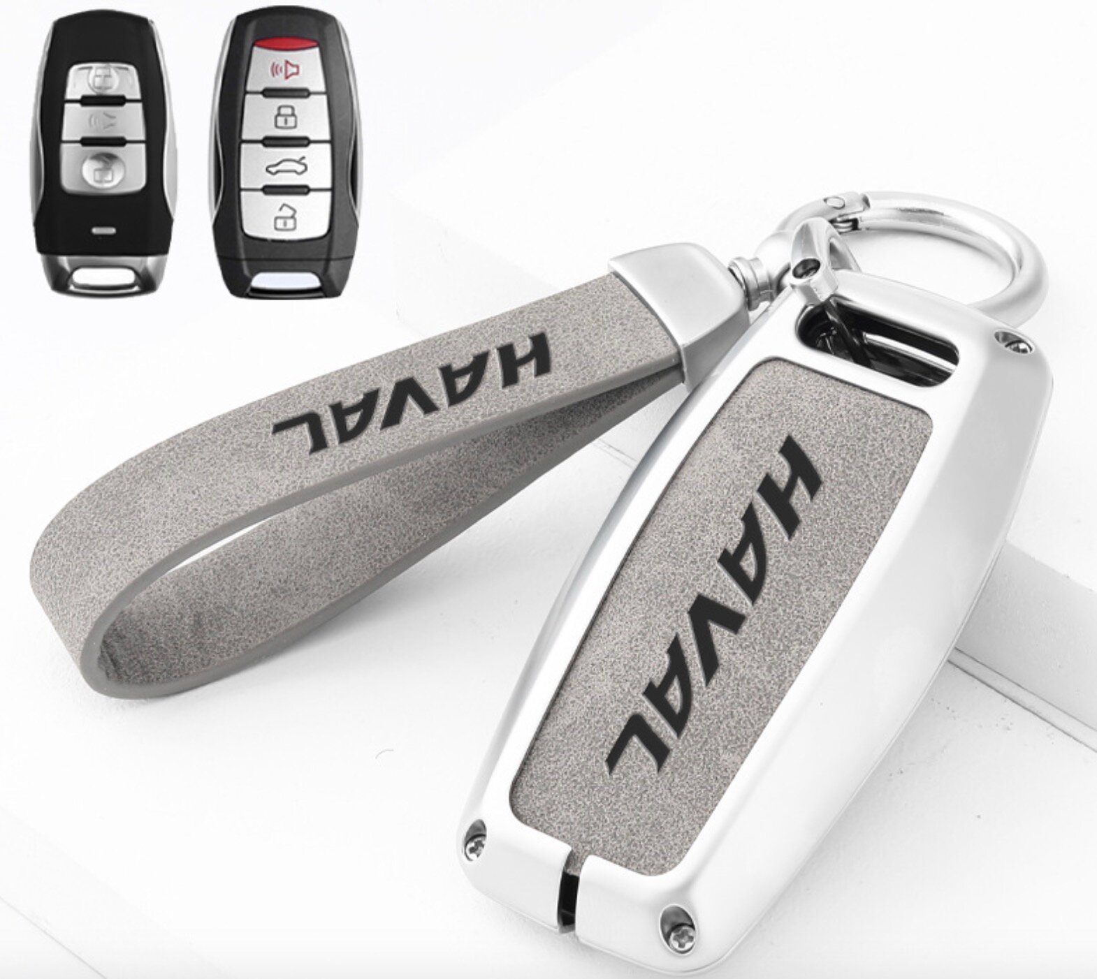 Чехол MyPads M-236804, для ключа HAVAL, металлический, серый
