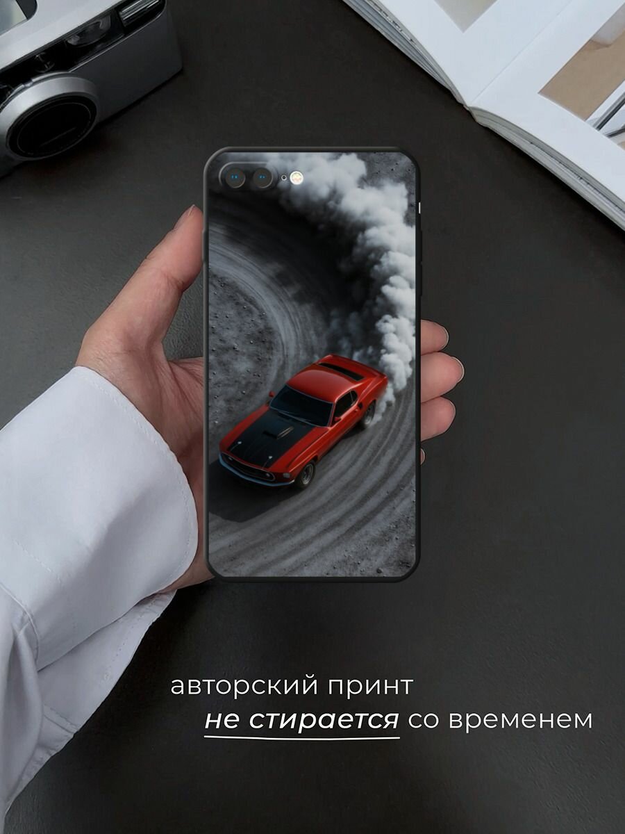 Черный матовый чехол на Apple iPhone 7 Plus / Айфон 7 Плюс с принтом Скоростная машина 2 — фото 1