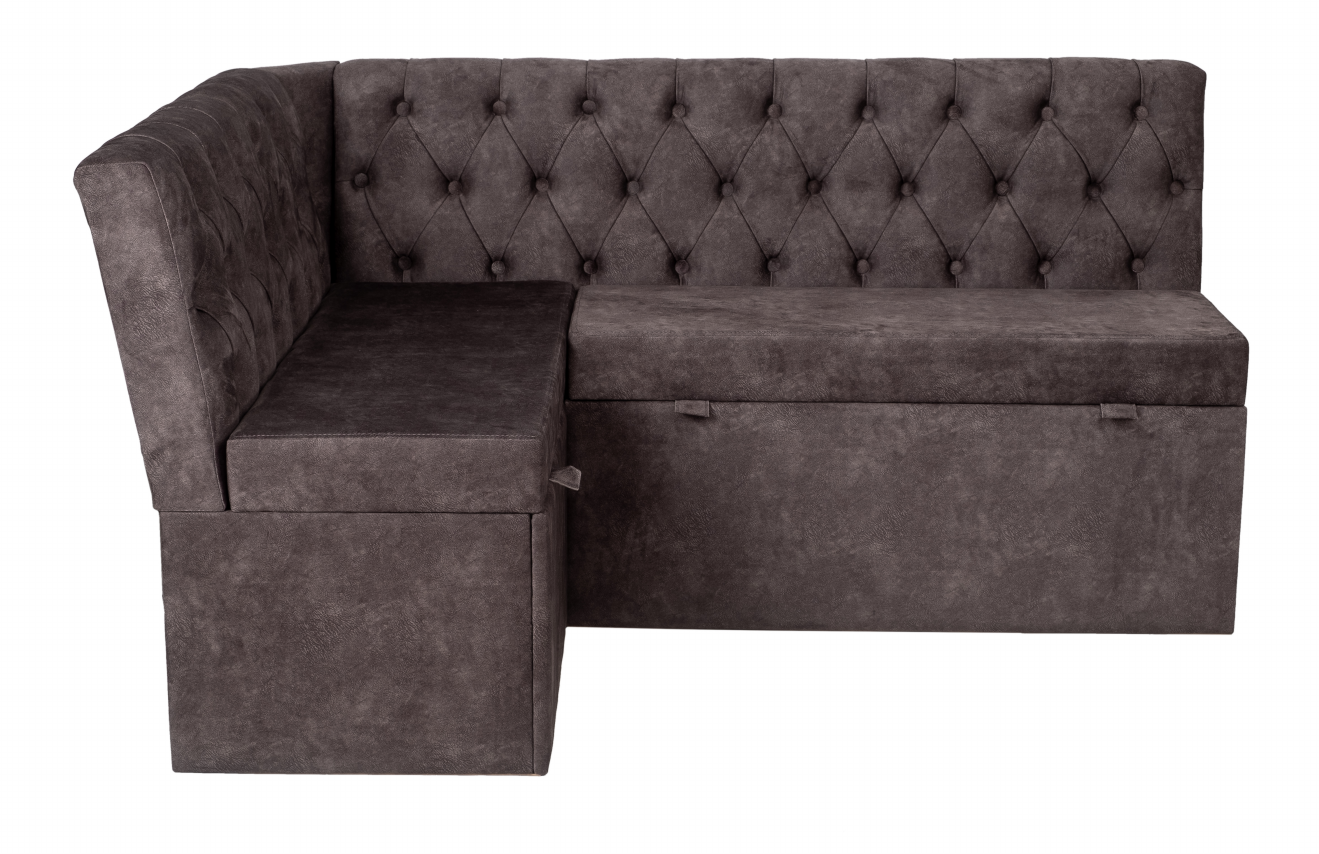 Кухонный уголок Венеция, BUDUNOV GROUP, ТК темно-серый, скамья угловая с ящиками для хранения, 159х118х80 см