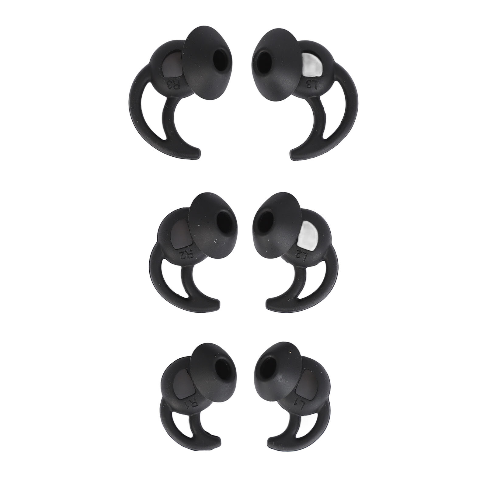 3 Sets Silicone Earbud Tips Professional Noise Reduction Comfortable Soft Sports Earbuds Replacement for Sport Earphones Black