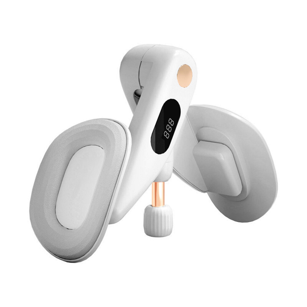 Таймерный тренажер для внутренней части бедер с подсчетом калорий, пельвальный тренировщик, тренажер для ног, оборудование для фитнеса дома, цвет розовый/серый, материал ABS+Пружина+Пена, батарея 1*LR44 (1.5V, 150mAh), размер упаковки 260*125*125мм, вес