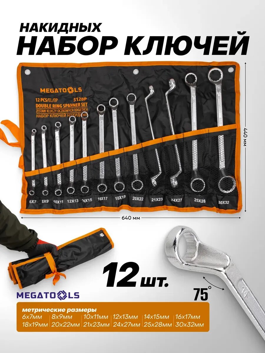 Ключи накидные 12 предметов