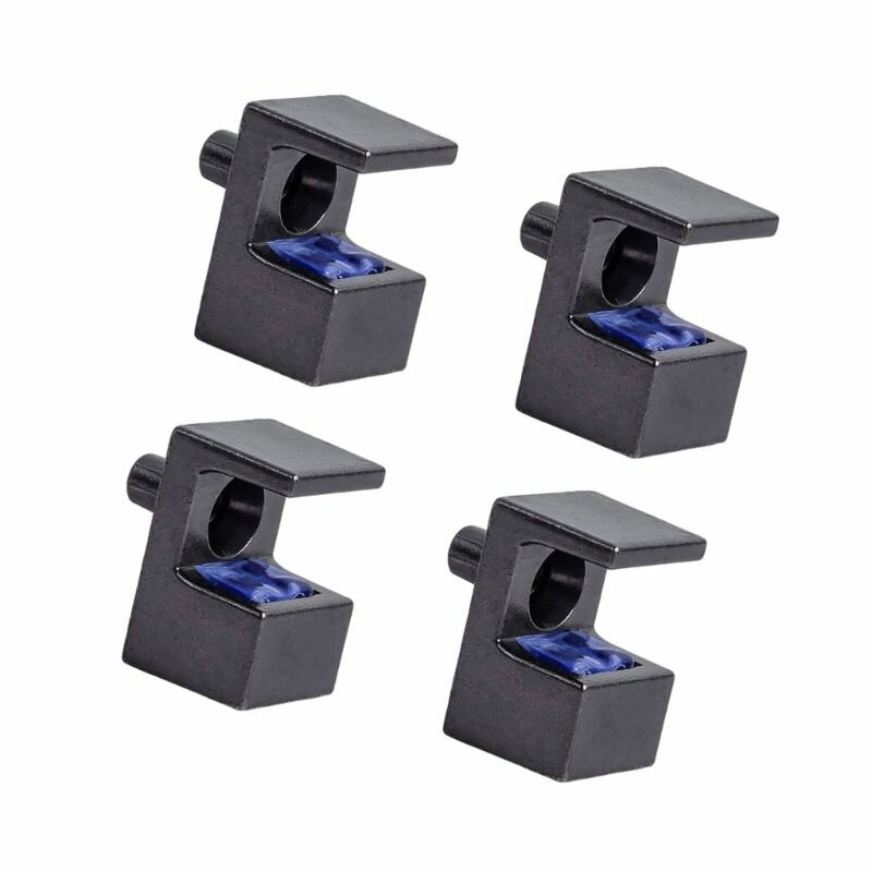 1 комплект из 4-х безвинтовых зажимов для ламината стекла регулируемой толщины-095 со штыревым пистолетом черного цвета