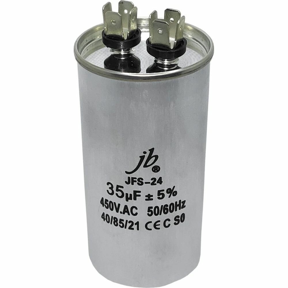 Конденсатор пусковой JB Capacitors , 35мкФ, 450В, 50х100, JFS-24 (CBB65A) Алюминевый корпус (клеммы), JFS24A6356J000000B-393