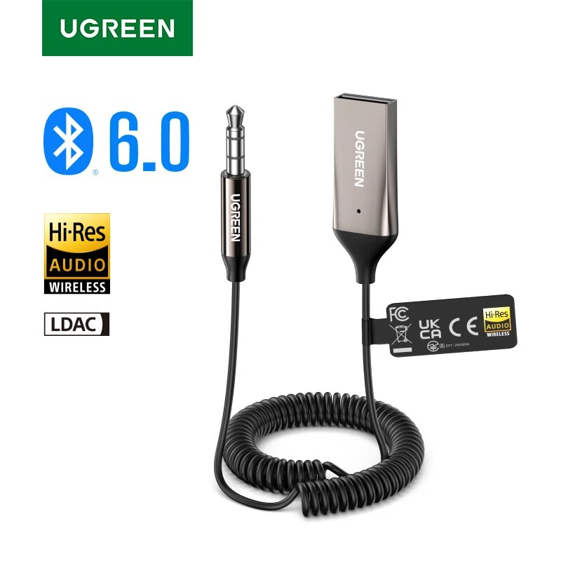 Bluetooth адаптер UGREEN для авто, Space Gray
