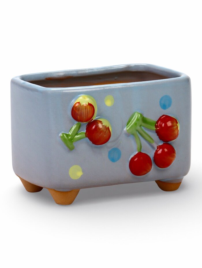 Декоративный горшок для цветов Вишни, 9×7×8 см, керамический, Greengo