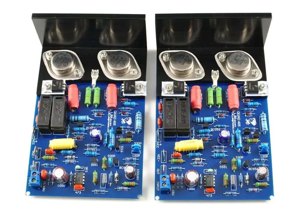 2 шт. QUAD405 CLONE аудио усилитель мощности плата MJ15024 100 Вт * 2 стерео аудио усилитель DIY KIT в сборе с угловым алюминием T006